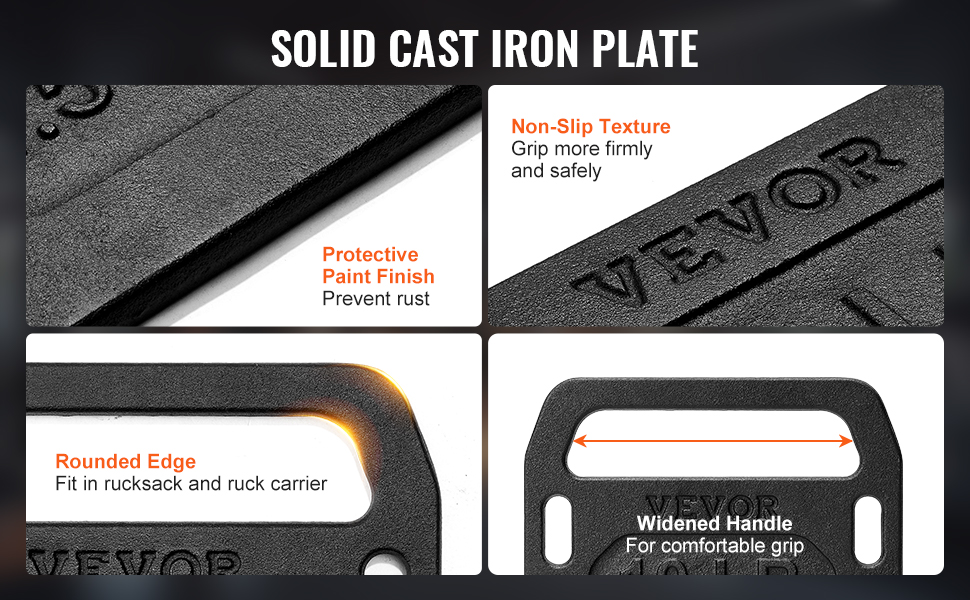 VEVOR Cast Iron Ruck Weights for Rucking Weight Plate with Handle 10LB ...
