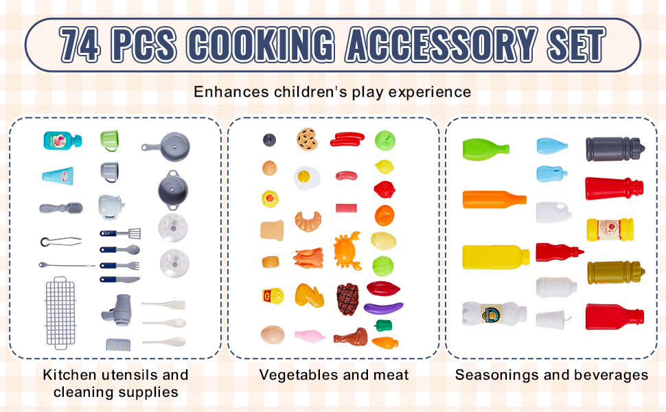 Christmas Gift! VEVOR Kitchen Playset Kids Pretend Cooking Play Toy 74 ...