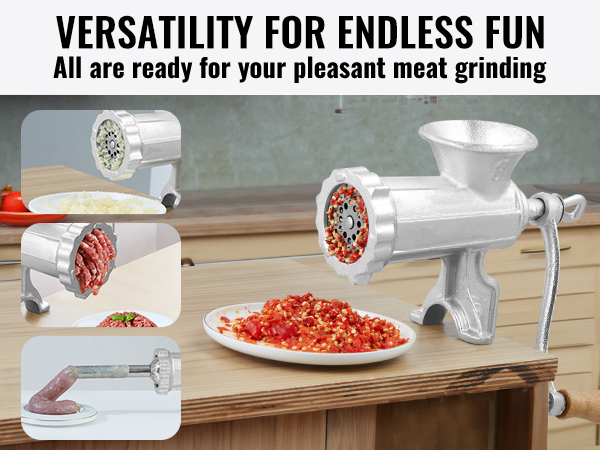 VEVOR Manual Meat Grinder, Heavy Duty Cast Iron Hand Meat Grinder with ...