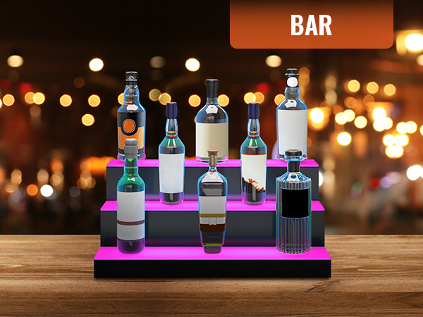 VEVOR LED Lighted Liquor Bottle Display Bar Shelf RF & App Control 24 ...