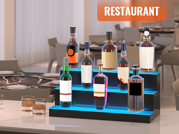 VEVOR LED Lighted Liquor Bottle Display Bar Shelf RF & App Control 24 ...