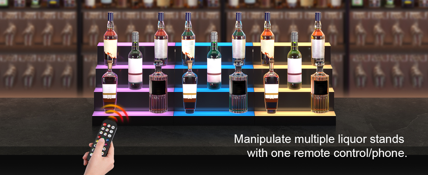 VEVOR LED Lighted Liquor Bottle Display Bar Shelf RF & App Control 16 ...