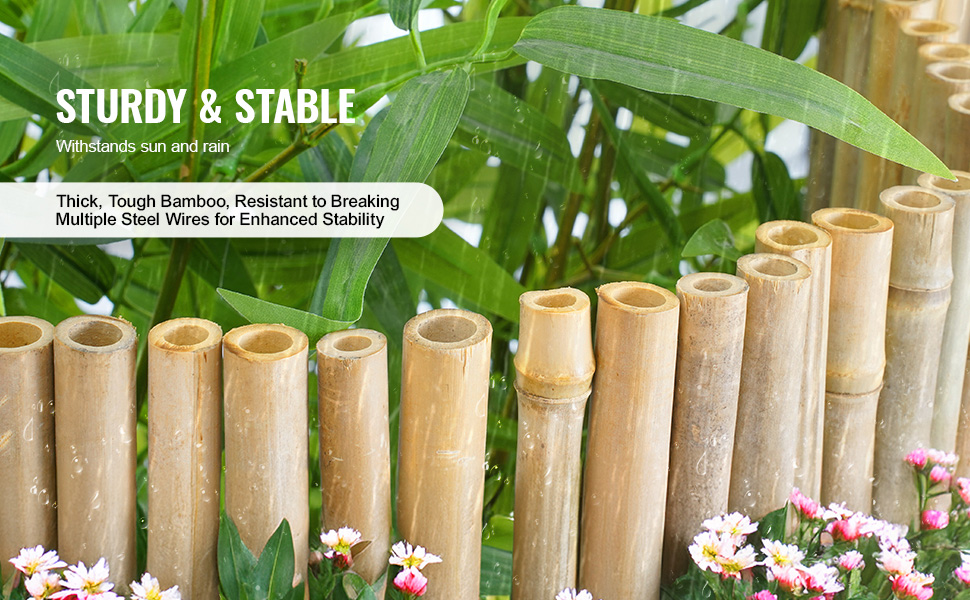 VEVOR Natural Rolled Bamboo Fence Bamboo Panel 6 ft H x 8 ft L x 0.75 ...