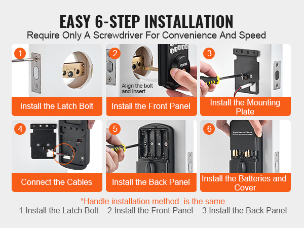 VEVOR Fingerprint Door Lock with 2 Level Handles, Keyless Entry Door ...