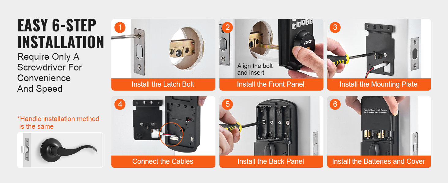 VEVOR Fingerprint Door Lock with 2 Level Handles, Keyless Entry Door ...