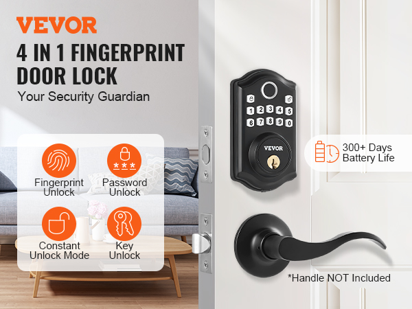 VEVOR Fingerprint Door Lock, Keyless Entry Door Lock with Fingerprint ...