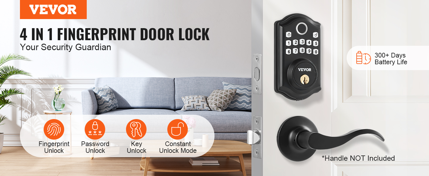 VEVOR Fingerprint Door Lock, Keyless Entry Door Lock with Fingerprint ...