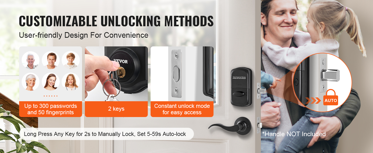 VEVOR Fingerprint Door Lock, Keyless Entry Door Lock with Fingerprint ...