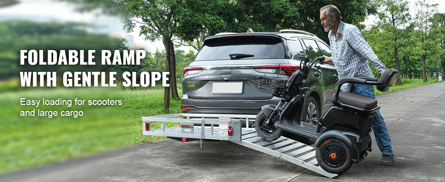 VEVOR Hitch Mount Cargo Carrier, 45.3" x 25.6" Aluminum Hitch Cargo ...