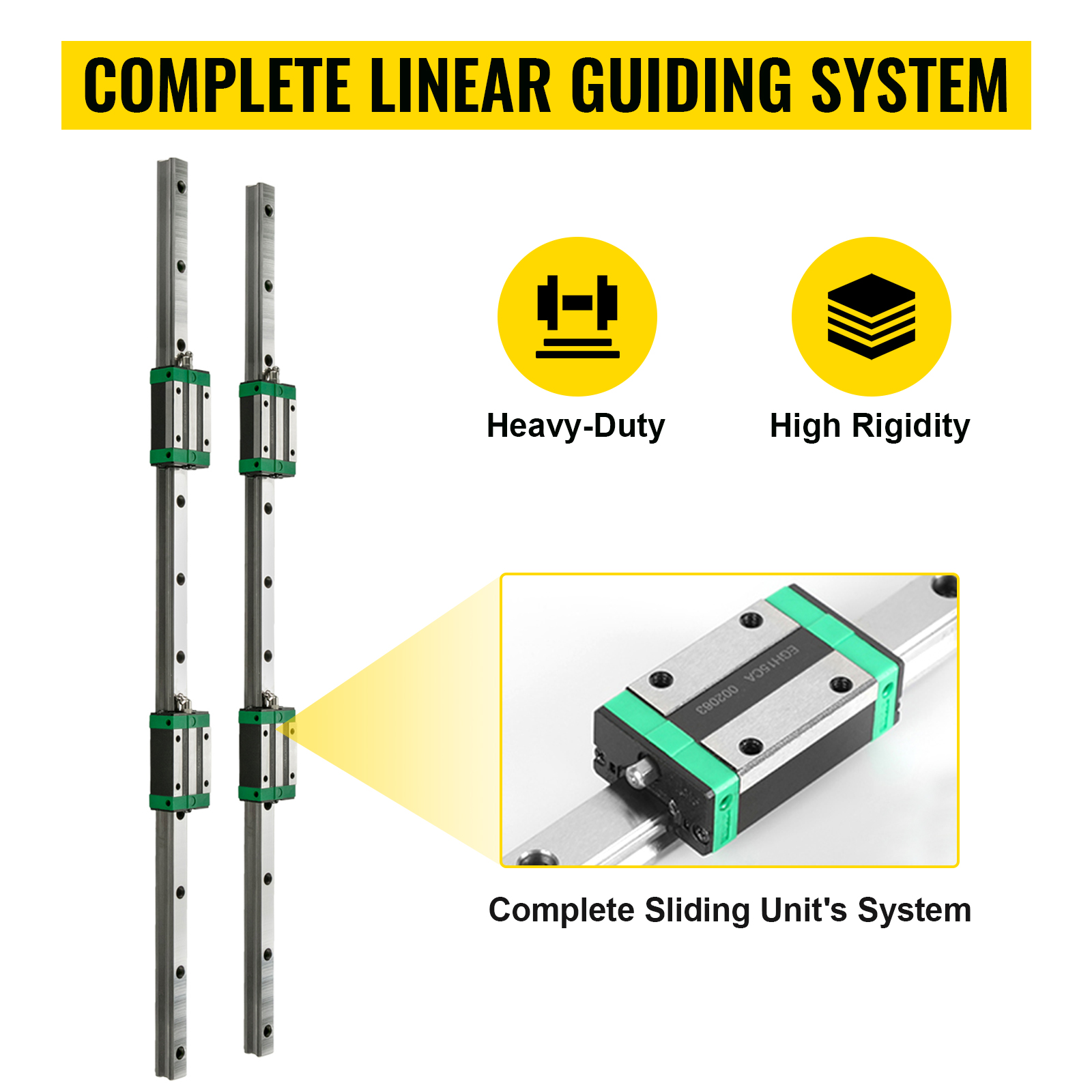 VEVOR 3PCS Linear Rail 0.78-66 Inch, Linear Bearings and Rails with ...