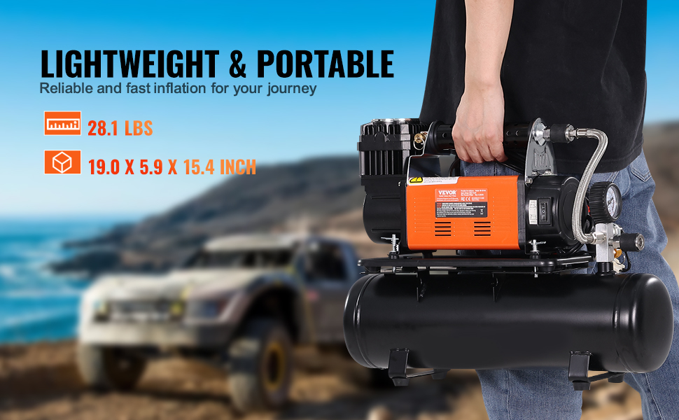 VEVOR Heavy Duty Air Compressor & 6L Tank 6.35CFM Portable Tire ...