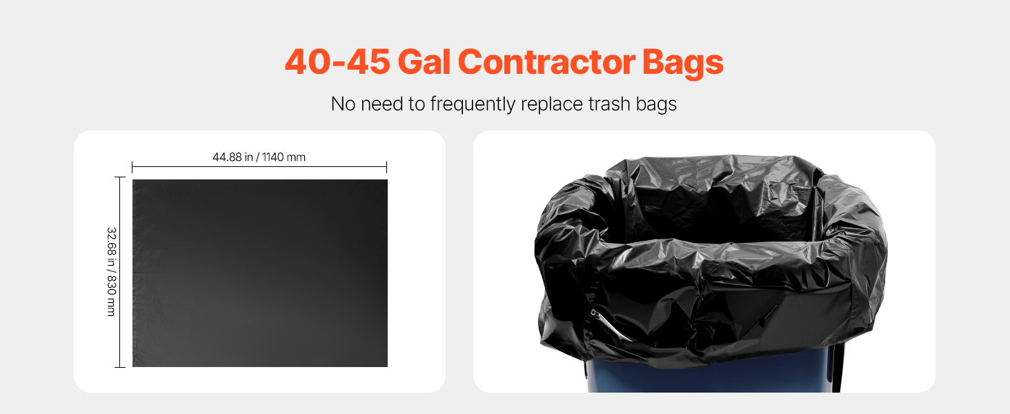 VEVOR Contractor Trash Bags, 40-45 Gallon Heavy Duty Contractor Trash ...