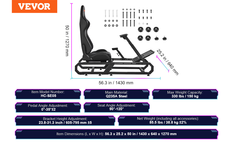 VEVOR Heavy Duty Racing Wheel Stand for Logitech G923/G920/G29 ...
