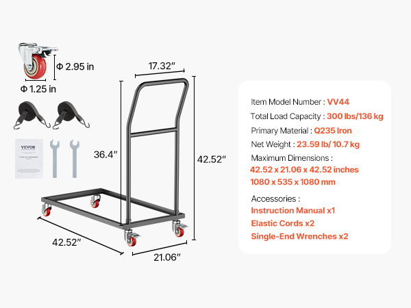 Folding Chair Rack Cart for 25 Chairs of 300 LBS L-shape Vertical ...