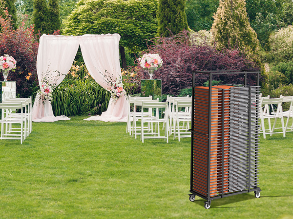 Folding Chair Rack Cart for 60 Chairs of 500LBS Casters/Locking Wheels ...