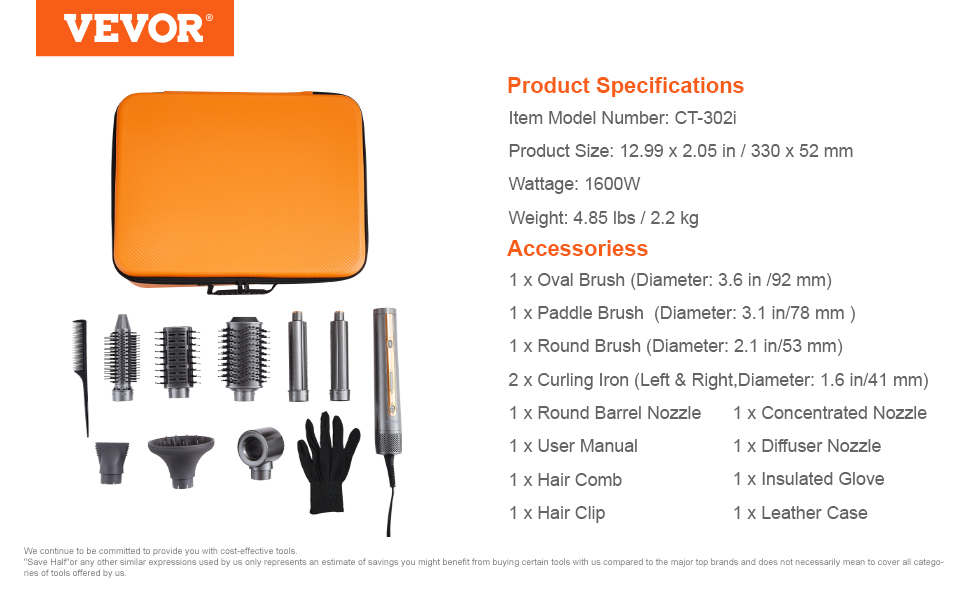 VEVOR Hair Dryer Brush 7-in-1 Professional Multi Styler for Drying ...
