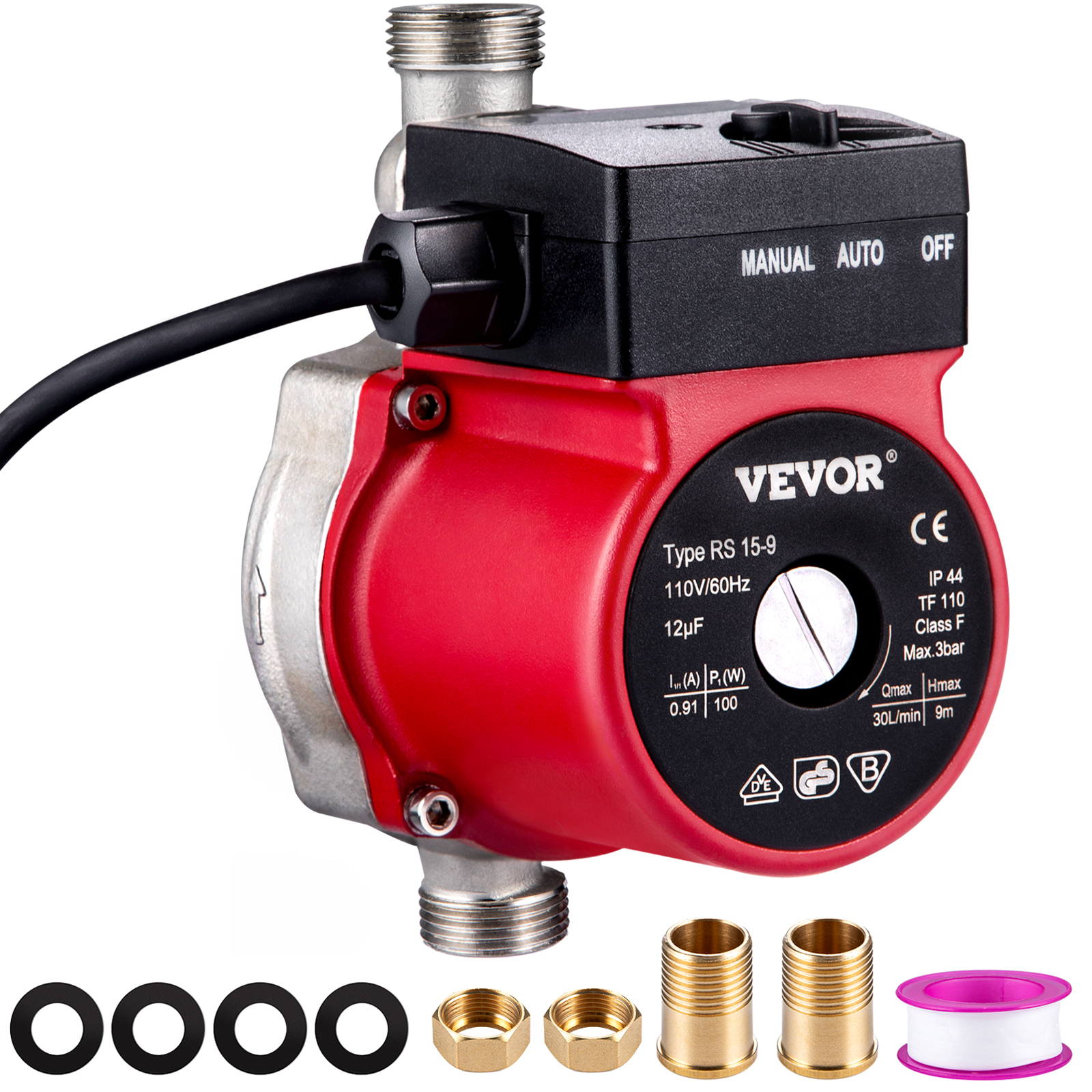 VEVOR Hot Water Recirculating Pump, 120W 110V Water Circulator Pump ...