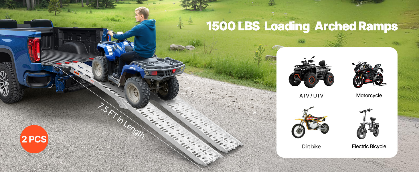 1500 lbs Aluminum Ramps 2Pcs Heavy-duty Loading Ramps with Handles ...
