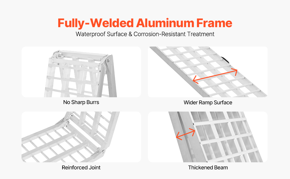 VEVOR 2000 lbs Aluminum Ramps 2Pcs Heavy-duty Loading Ramps with ...