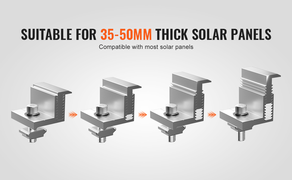 VEVOR Solar Panel Z Mounting Bracket 35-50mm Adjustable Bracket End ...