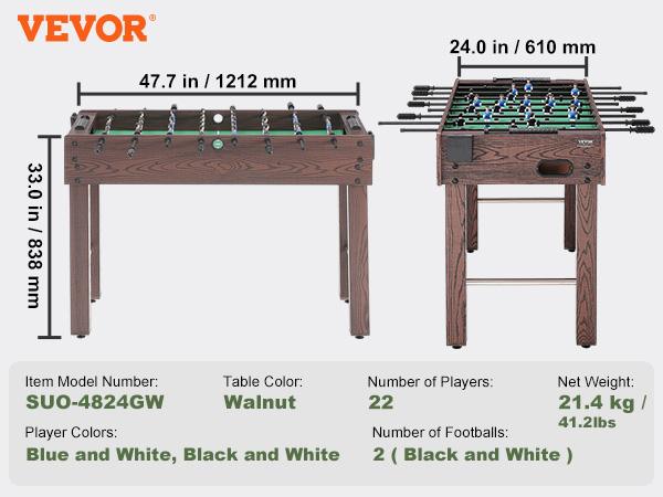 VEVOR Foosball Table, 48 inch Standard Size Foosball Table, Indoor Full ...