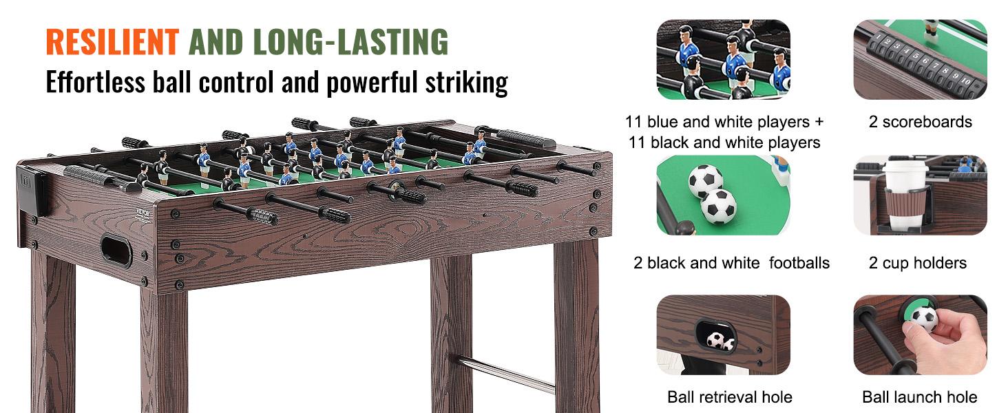 VEVOR Foosball Table, 48 inch Standard Size Foosball Table, Indoor Full ...