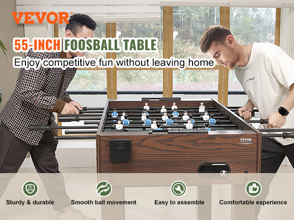 VEVOR Foosball Table, 55 inch Standard Size Foosball Table, Indoor Full ...