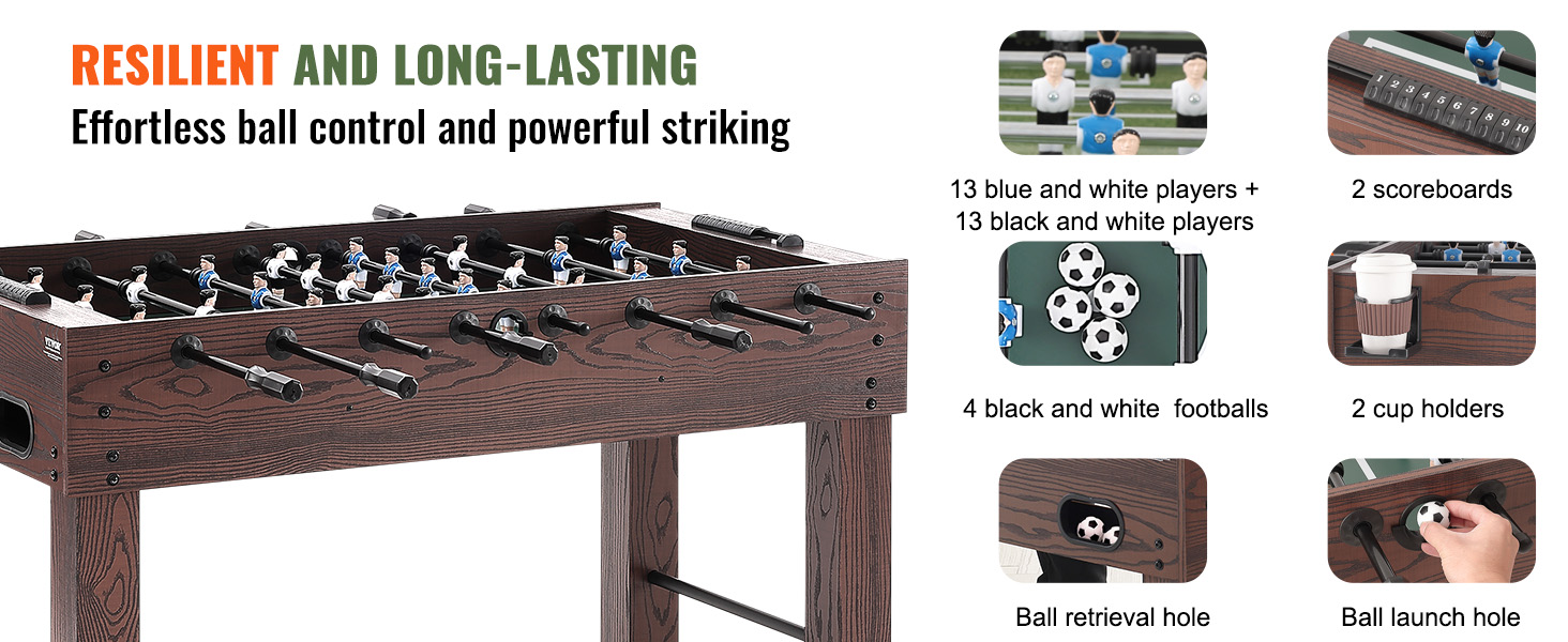 VEVOR Foosball Table, 55 inch Standard Size Foosball Table, Indoor Full ...