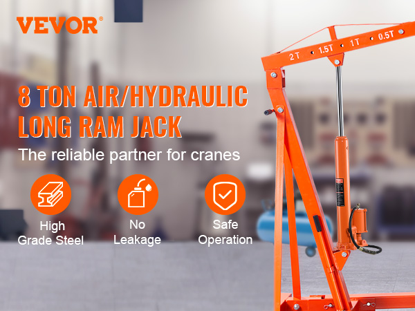 VEVOR Hydraulic Long Ram Jack 8Ton Clevis Base Engine Hoist Cylinder ...