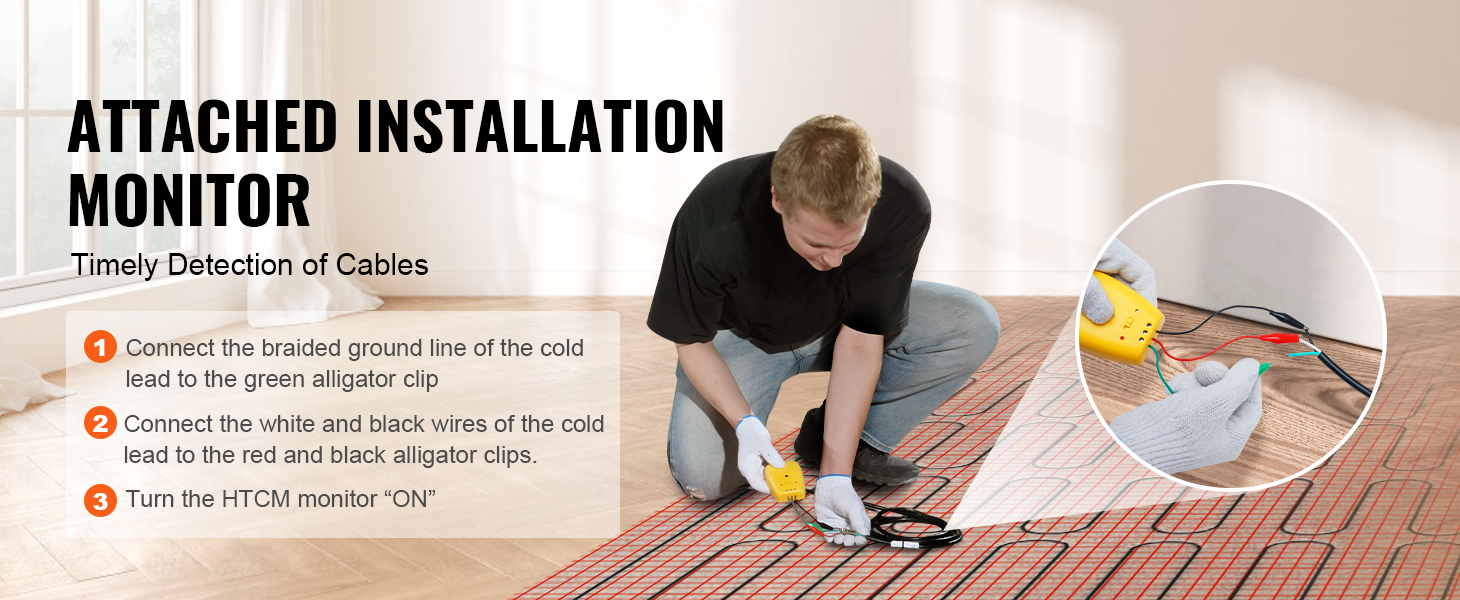 VEVOR Floor Heating Mat, 10 Sq.ft, Electric Radiant In-Floor Heated ...