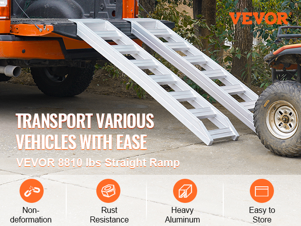 VEVOR Aluminum Ramps, 8810 lbs, Heavy-duty Ramps with Top Hook ...
