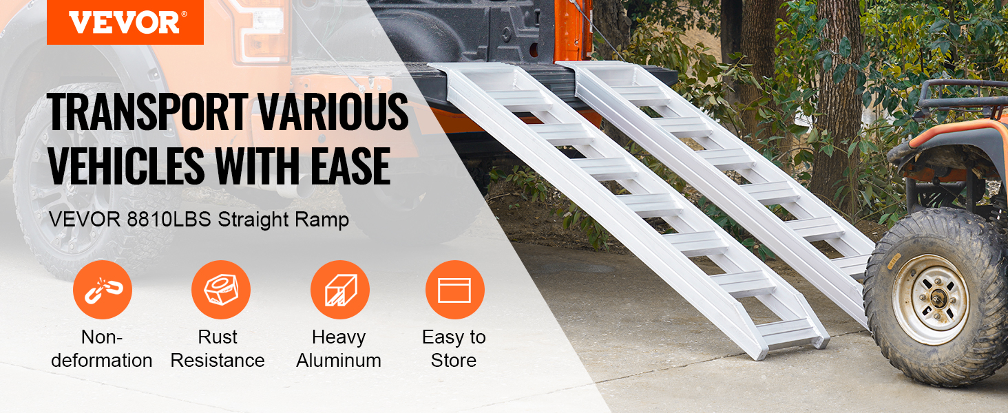 VEVOR Aluminum Ramps, 8810 lbs, Heavy-duty Ramps with Top Hook ...